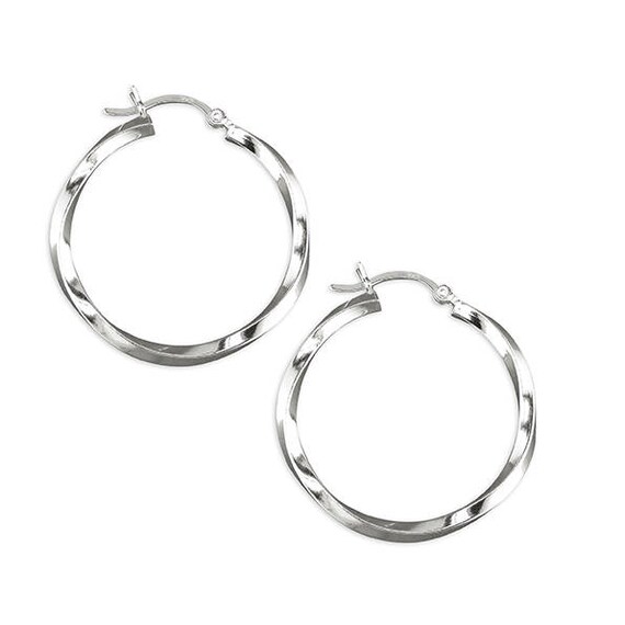 Twisted Creole Hoop Sterling Silver Earrings