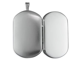 Personalised Dog Tag Locket in Sterling Silver, Two Photo Locket ...