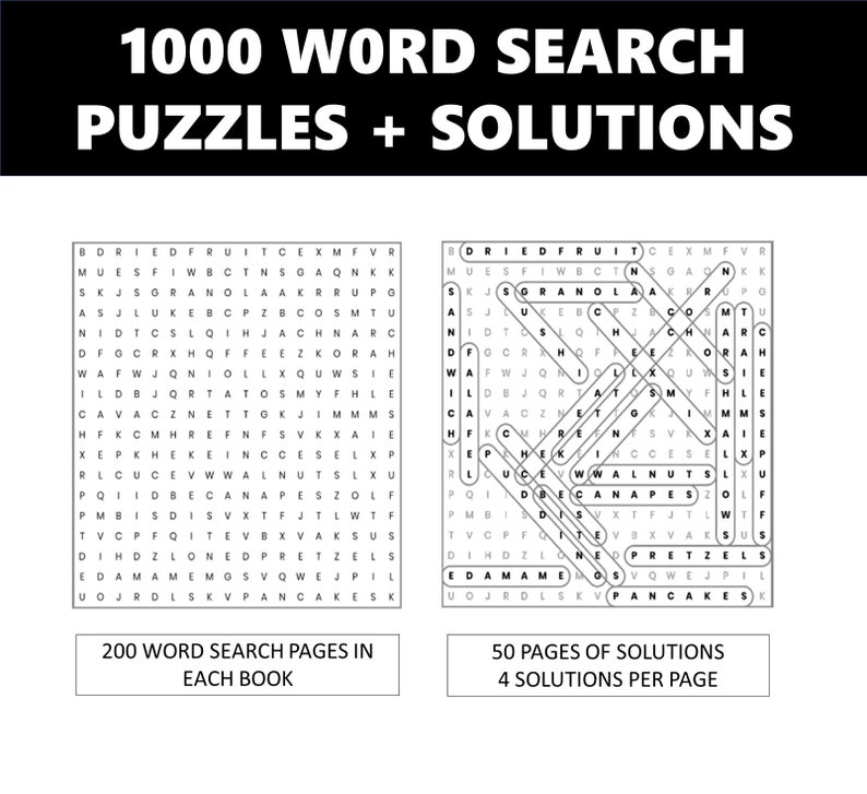 1000 Large Print Word Search Puzzles Bundle for Adults & Seniors. 5 ...