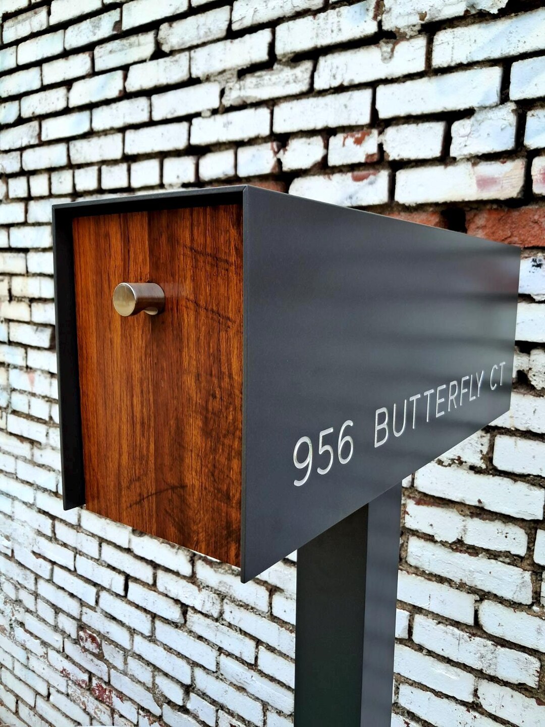 Modern Metallic Mailbox, Modern Design, Powder Coated Aluminum, Post ...