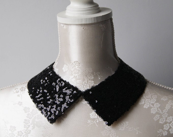Black Collar Necklace With Sequins Pointed Shape Detachable Accessories ...