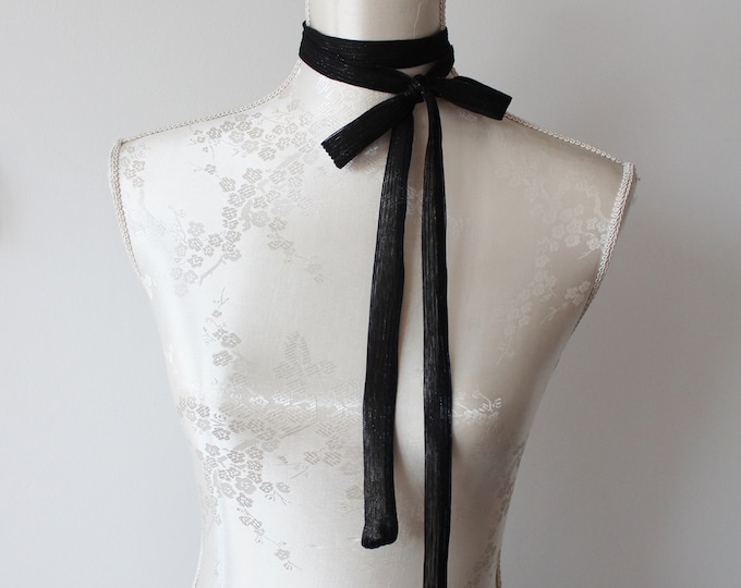 Skinny Scarf Black Shiny Detachable Removeable Accessories for Women ...