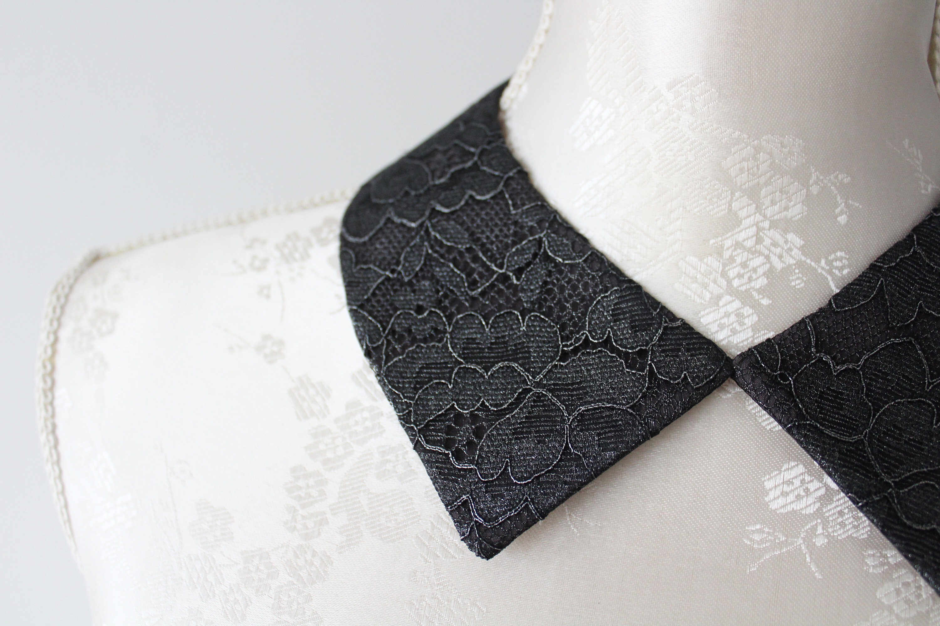 Black Lace Collar Necklace Silver Glitter Pointy Shape Detachable ...