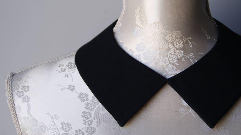 Black Collar Necklace With Ribbon Pointed Shape Detachable - Etsy