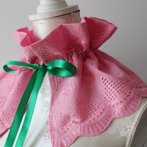 Pink Collar Necklace Oversized Collar Green Ties Ribbon Detachable ...