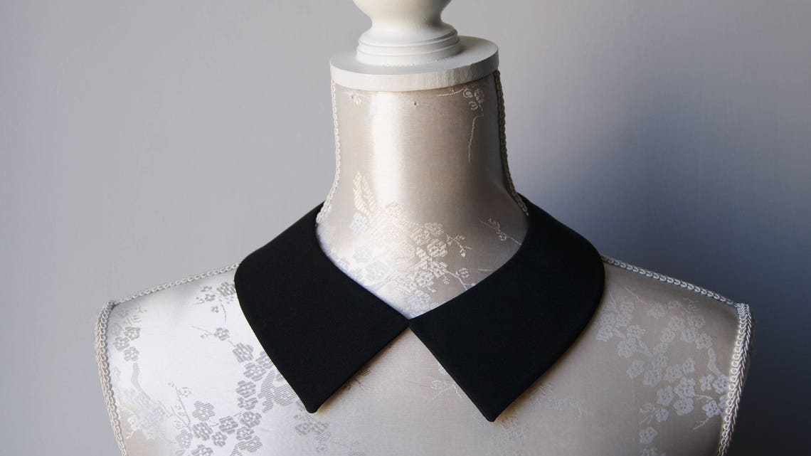 Black Collar Necklace With Ribbon Pointed Shape Detachable - Etsy