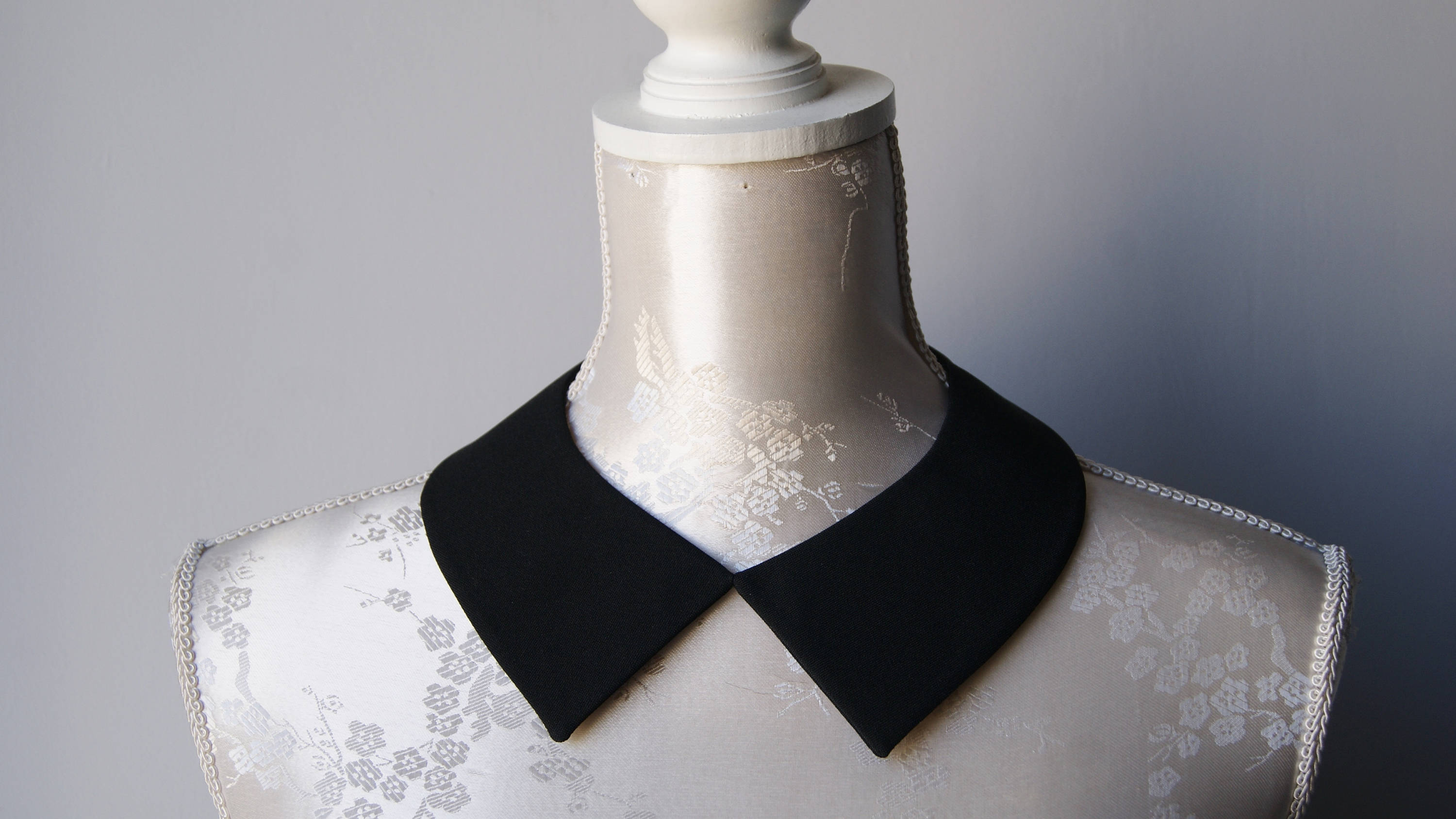 Black Collar Necklace With Ribbon Pointed Shape Detachable - Etsy