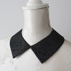 Black Lace Collar Necklace Silver Glitter Pointy Shape Detachable ...