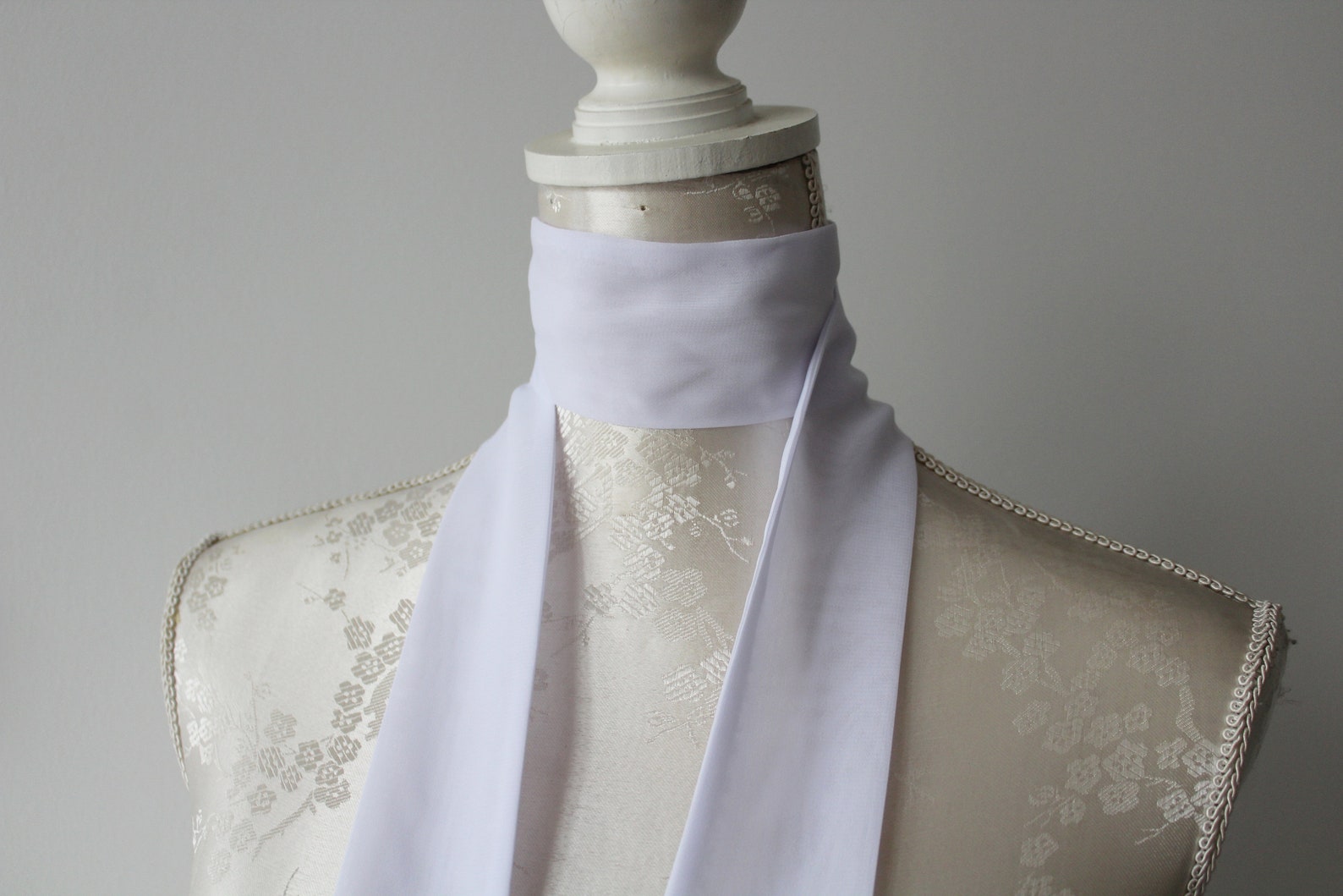 Long Skinny Scarf White Ecru Cream Narrow Scarf Detachable Removable ...