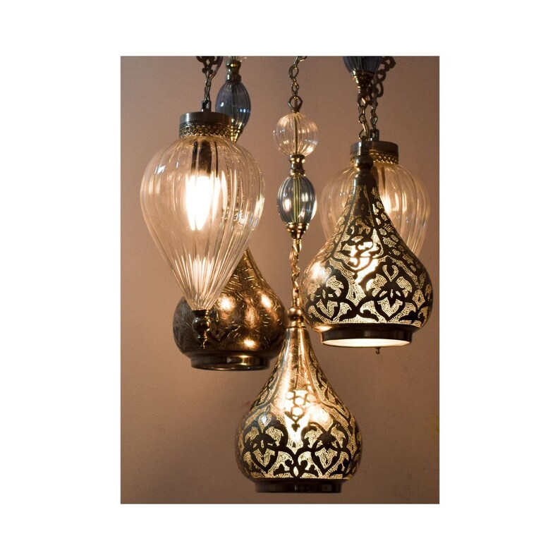 5 Pendant Lamps Cluster Hand Blown Glass Pendant Lamp - Etsy