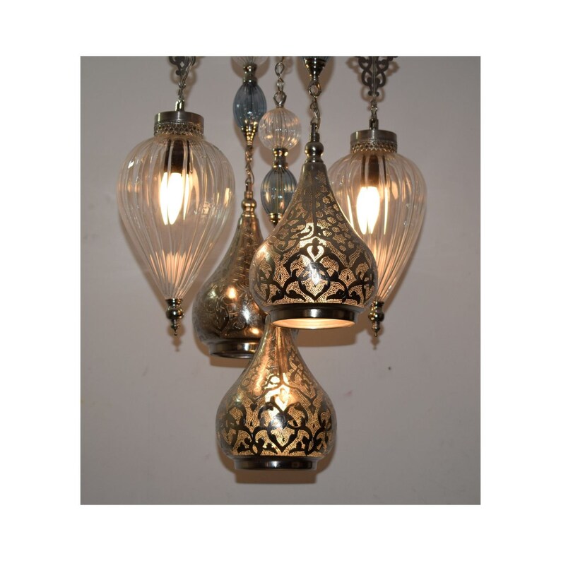 5 Pendant Lamps Cluster Hand Blown Glass Pendant Lamp - Etsy