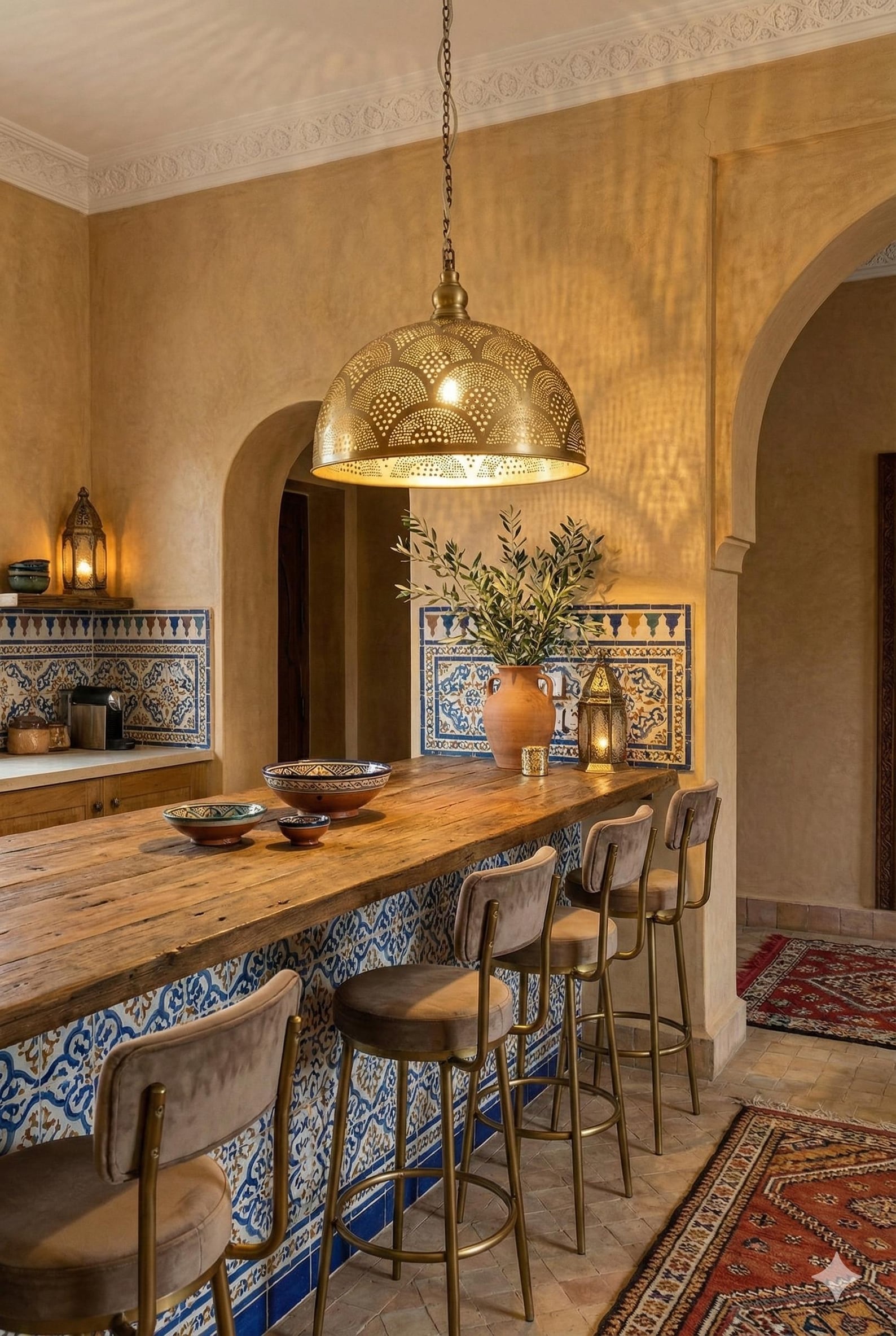Classic Gold Dome Brass, Breakfast Bar Pendant, Mediterranean ...
