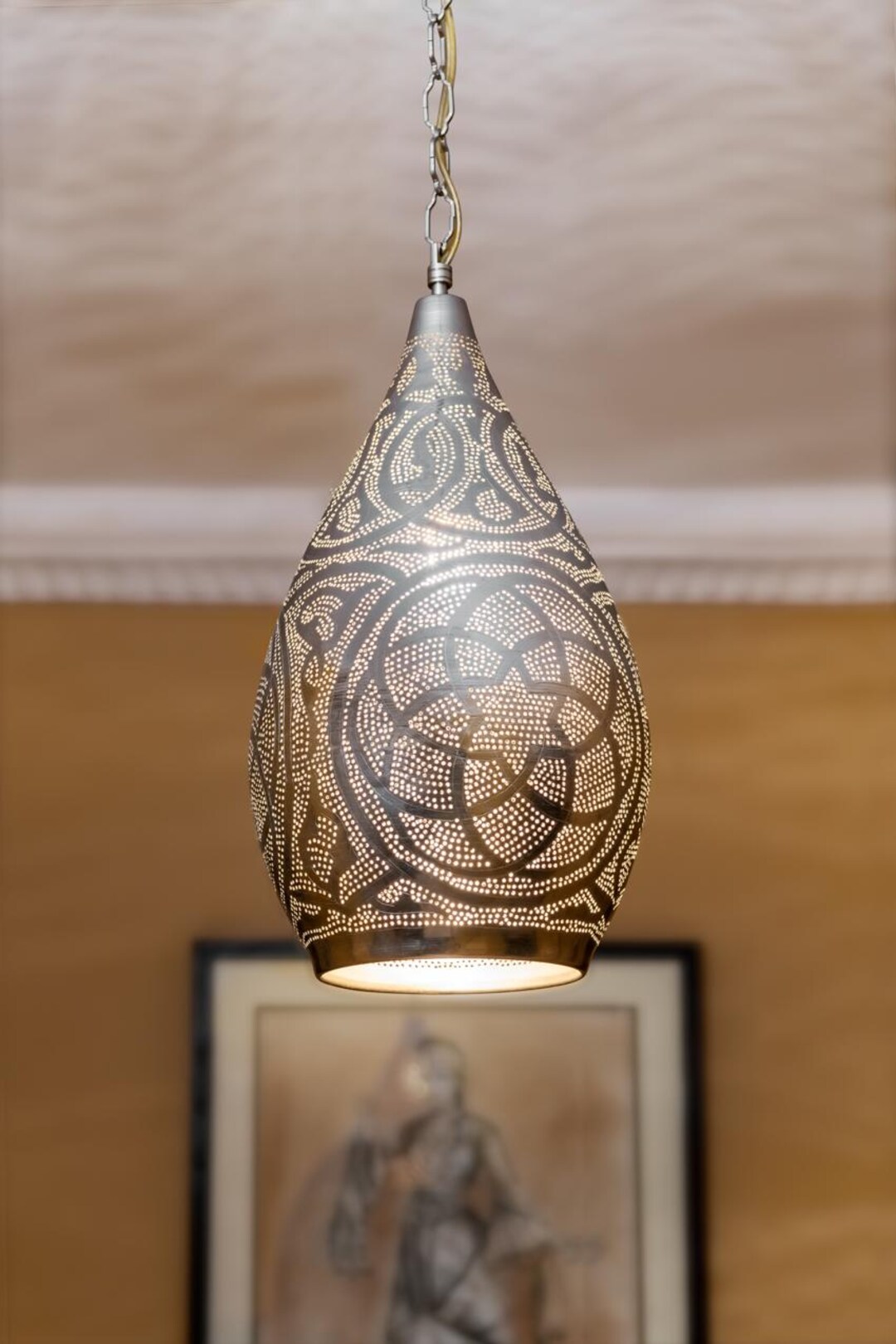 Moroccan Tear Drop Brass Lamp Lighting - Etsy