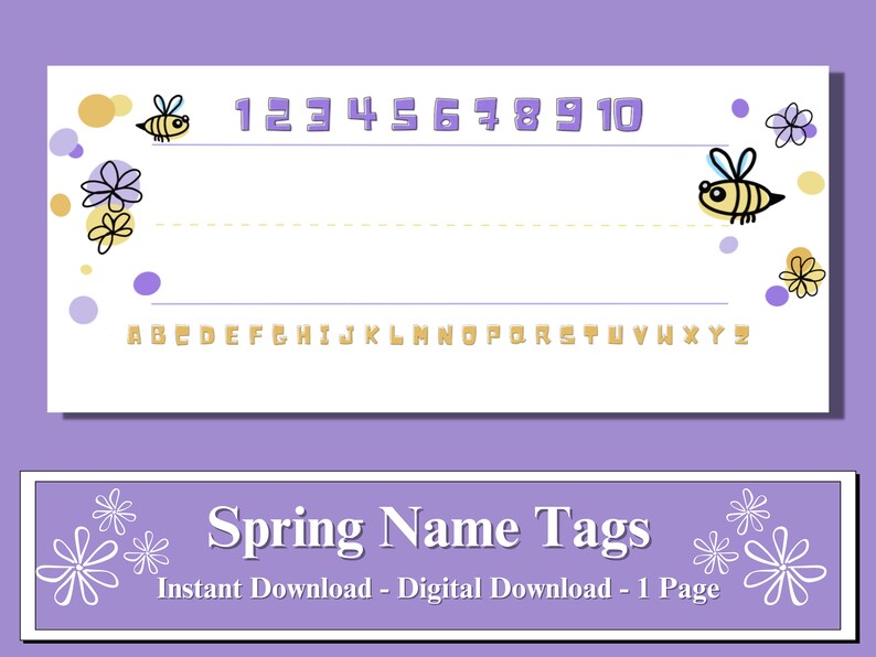 Spring Name Tags - Instant Download - Spring Printable - Classroom ...