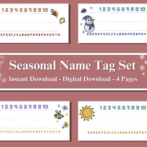 Seasonal Name Tags Set - Instant Download - Season Printable - Summer ...