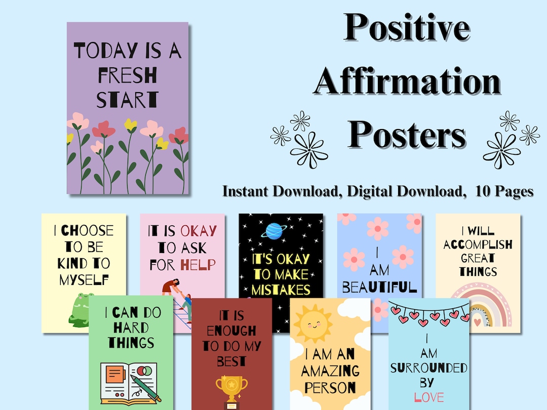 Positive Affirmation Classroom Posters - Instant Download - Positive ...