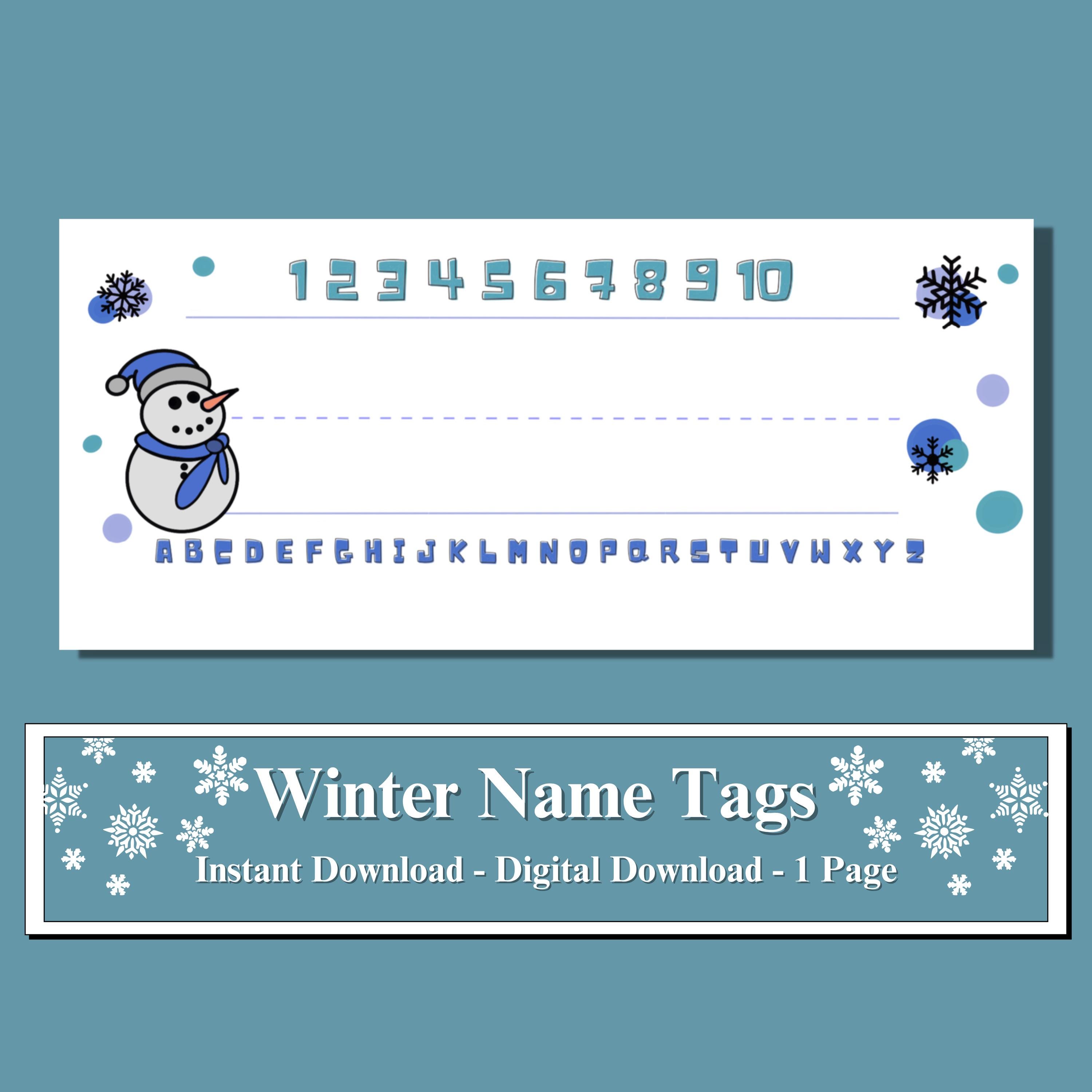 Winter Classroom Name Tags: Snowman Printable (digital Download) - Etsy