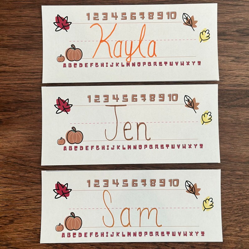 Fall Classroom Name Tags: Autumn Leaves & Pumpkins - Printable ...