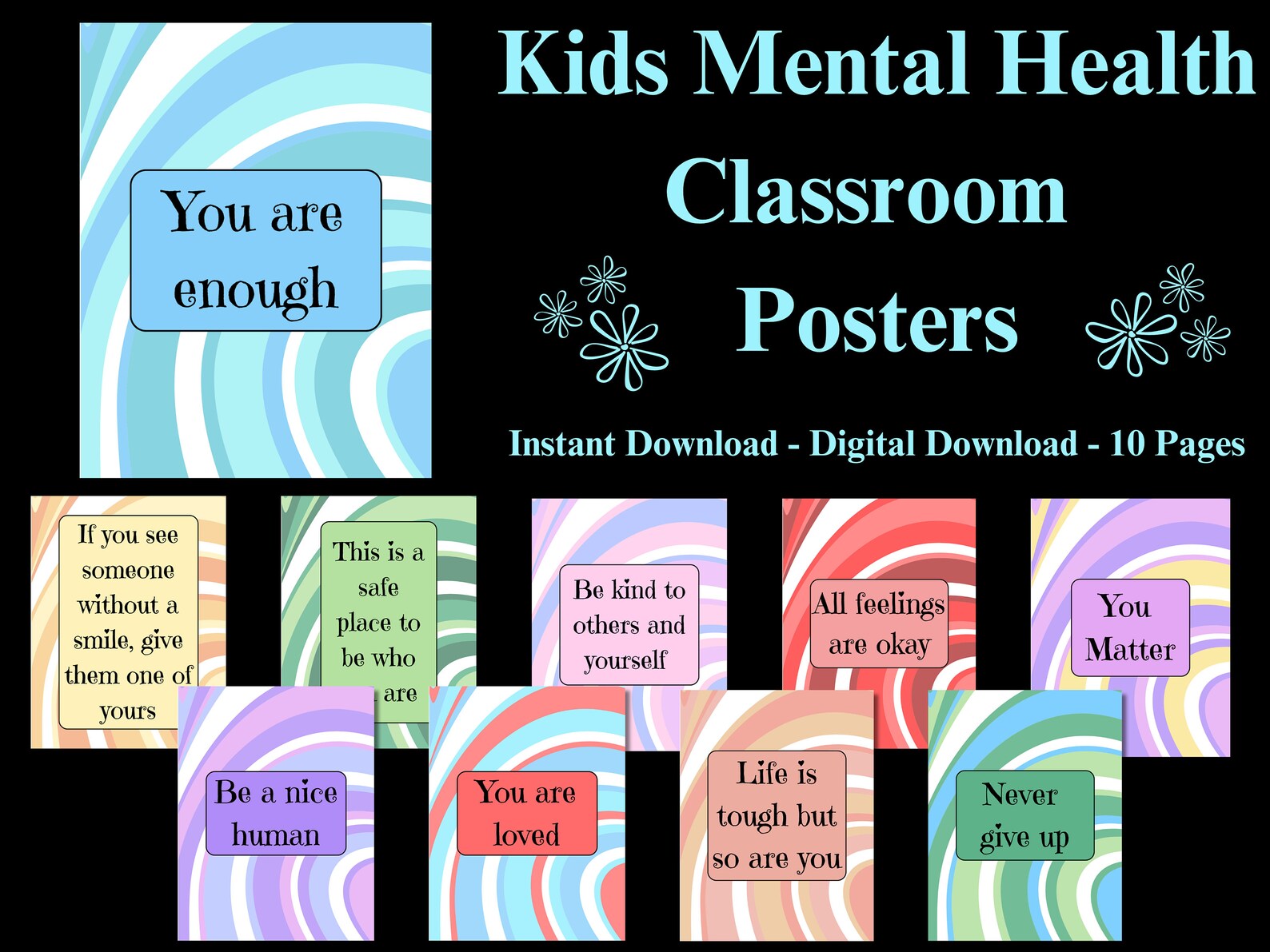 Kids Mental Health Classroom Posters Children's Mental Health Positive ...