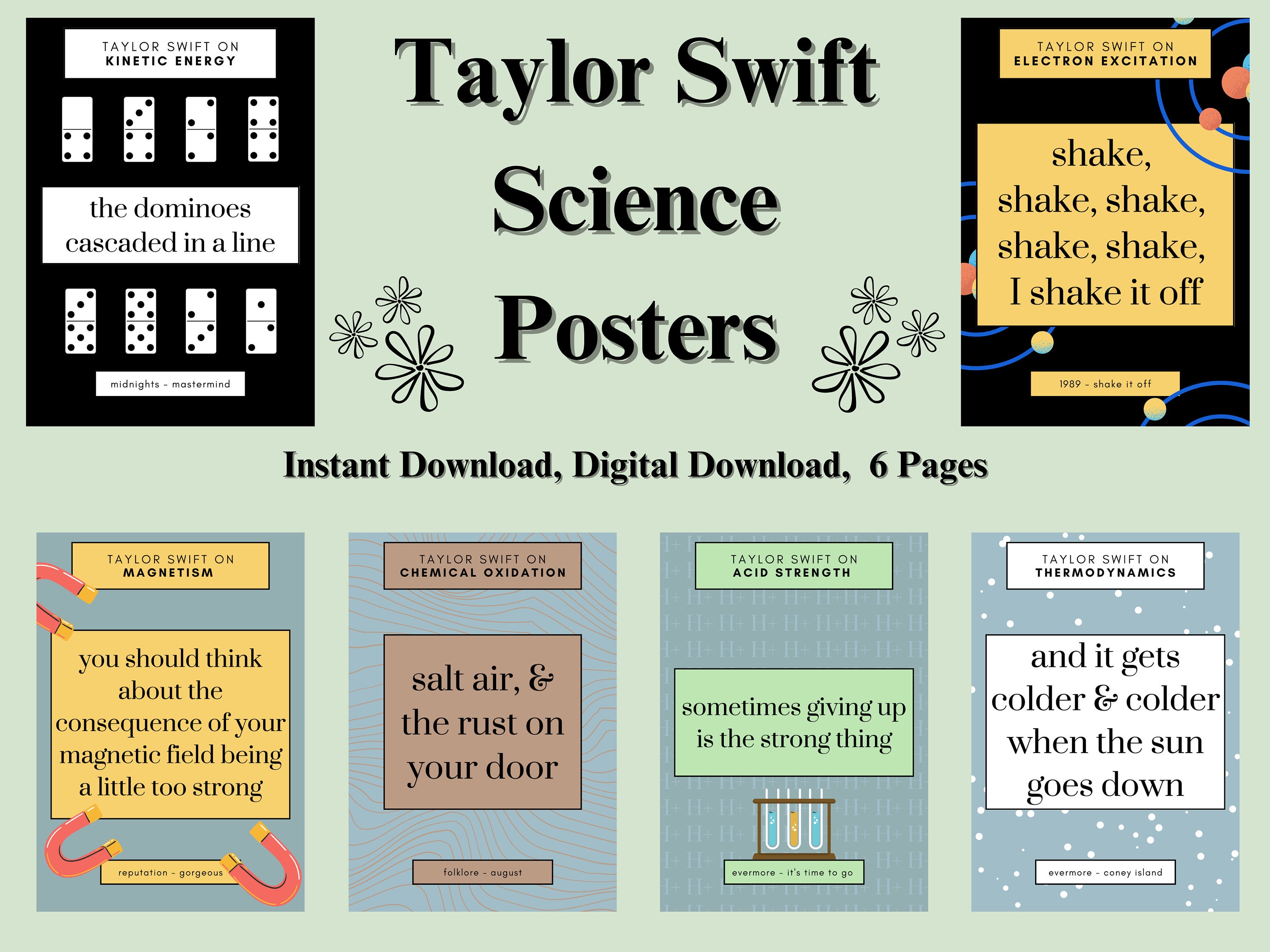 Taylor Swift Science Classroom Posters Instant Download Etsy