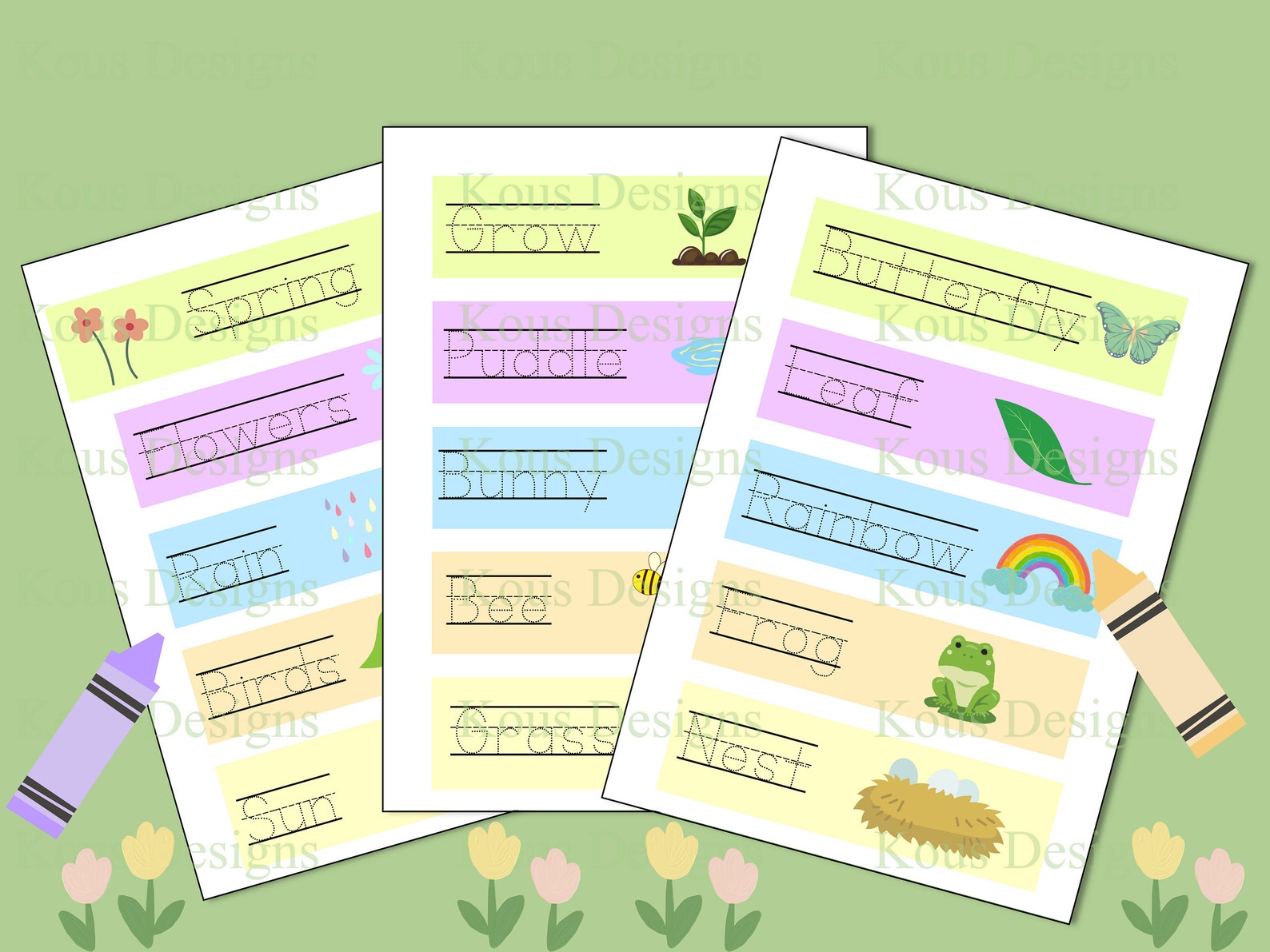 Spring Vocabulary and Handwriting Sheets- Instant Download - Spring ...