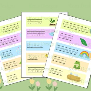 Spring Vocabulary and Handwriting Sheets- Instant Download - Spring ...