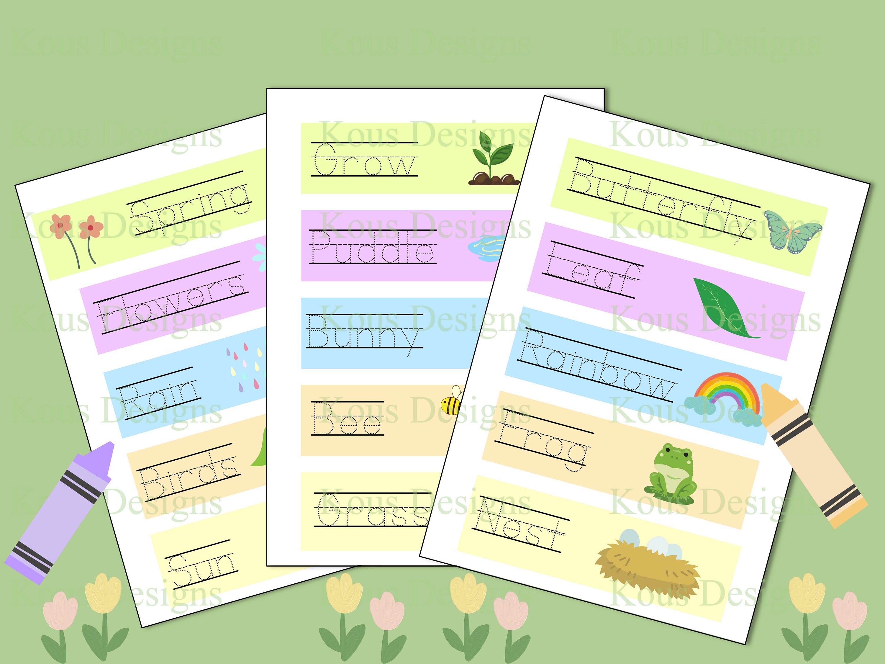 Spring Vocabulary and Handwriting Sheets- Instant Download - Spring ...