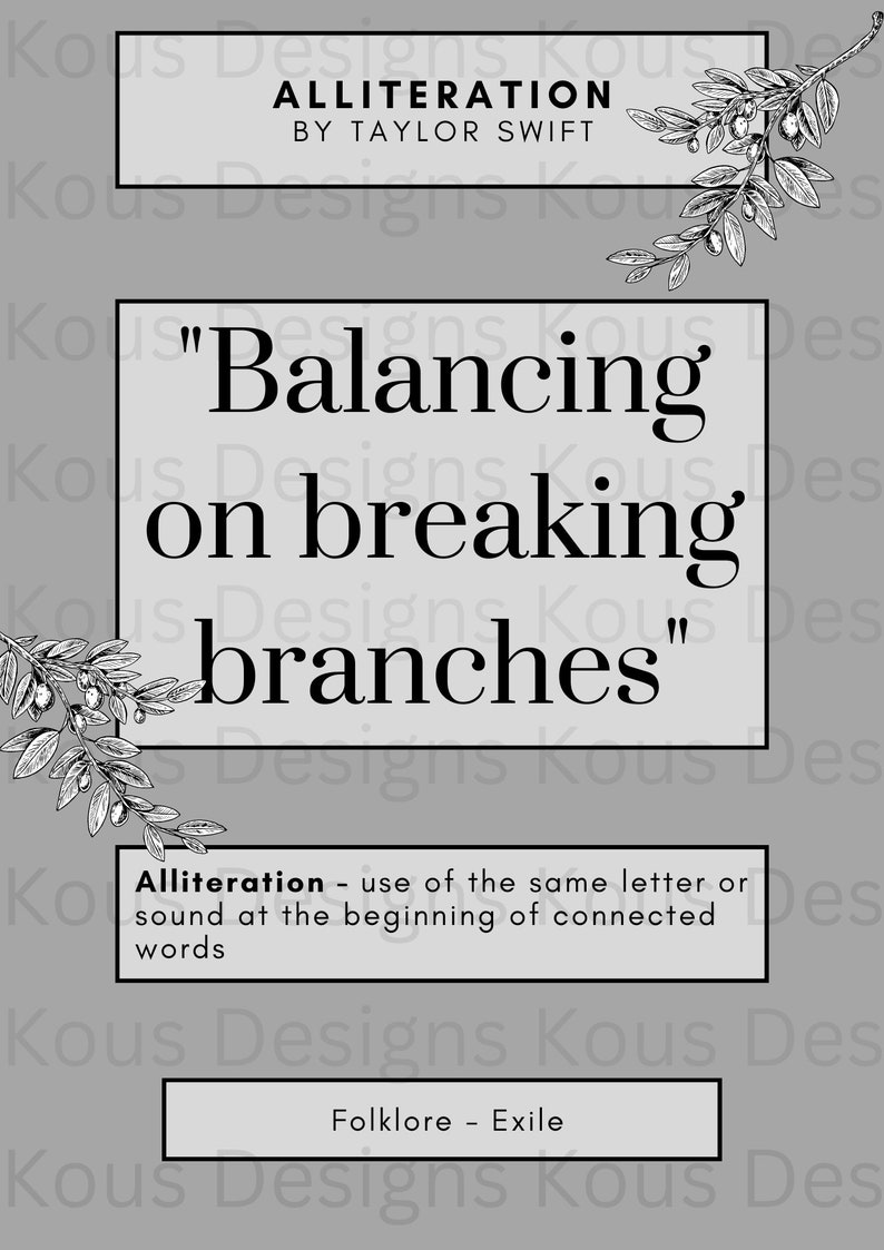 Taylor Swift Literary Devices Classroom Posters Instant - Etsy