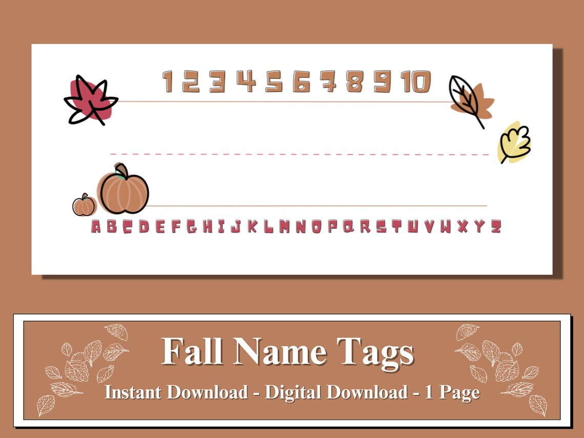 Fall Name Tags - Instant Download - Autumn Name Tags - Fall Printable ...