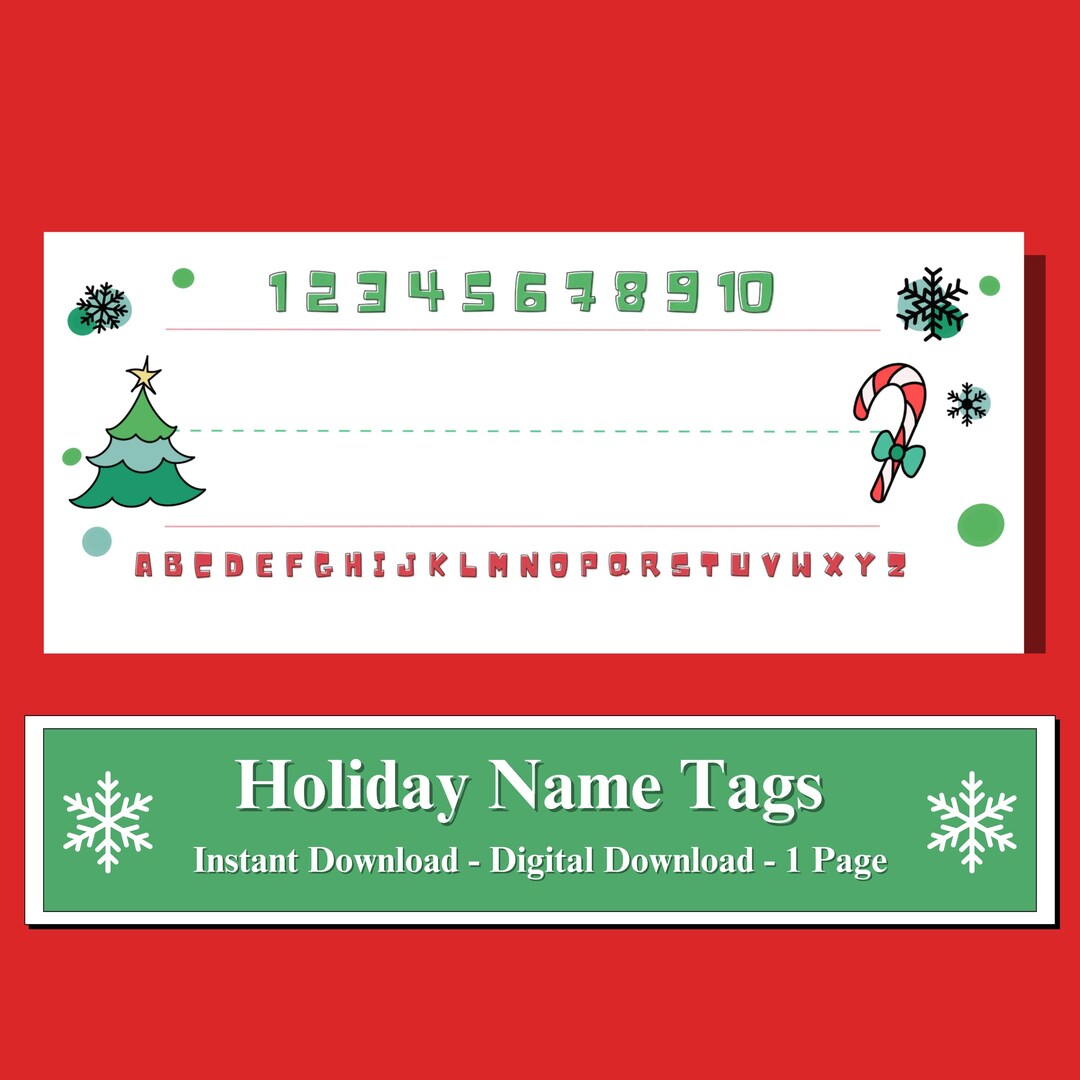 Holiday Name Tags - Digital Download - Christmas - Etsy