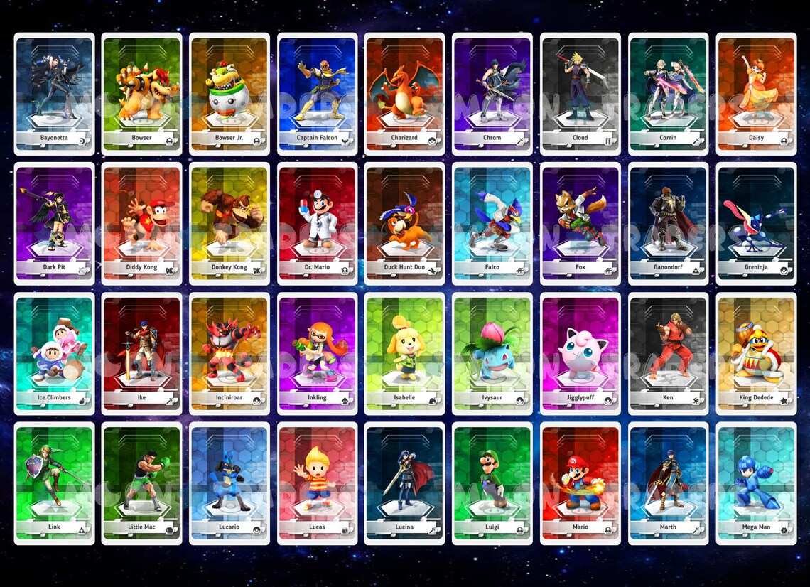 Super Smash Bros Amiibo Cards | Etsy