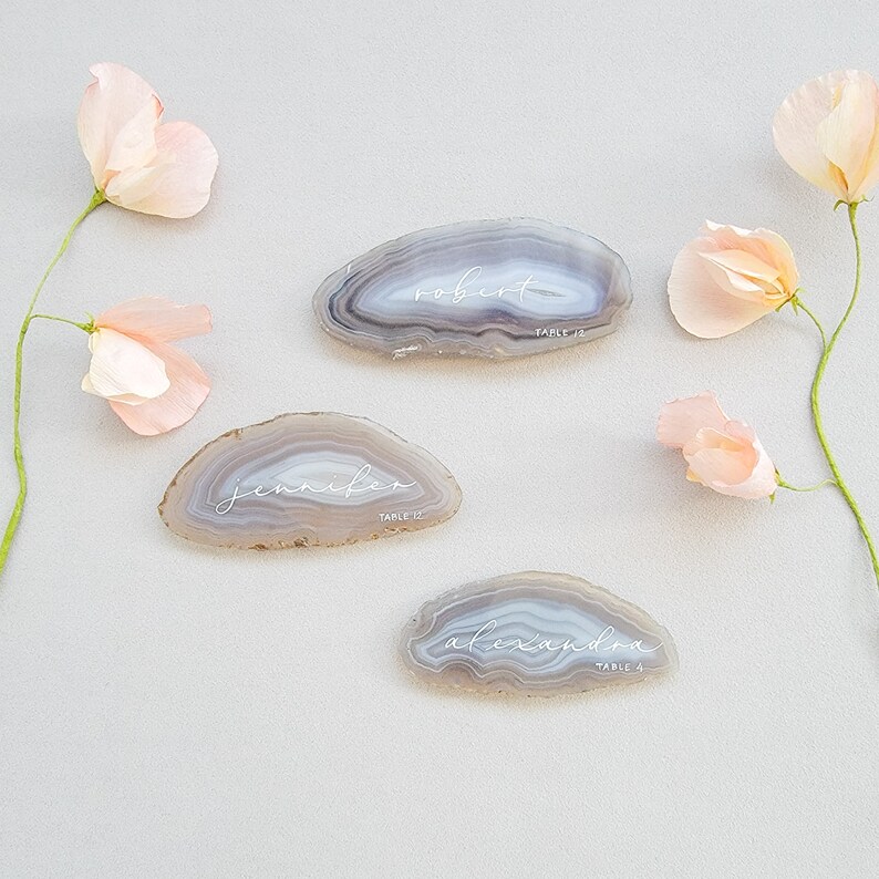 Personalized Agate Place Cards Neutral 2.5-3 Inches Long - Etsy