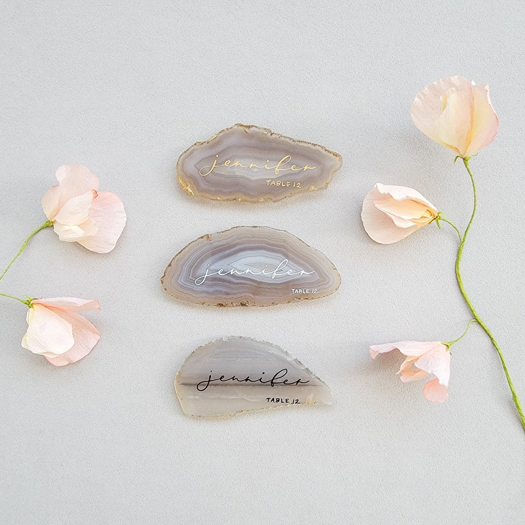 Personalized Agate Place Cards | Neutral | 2.5-3 Inches Long ...