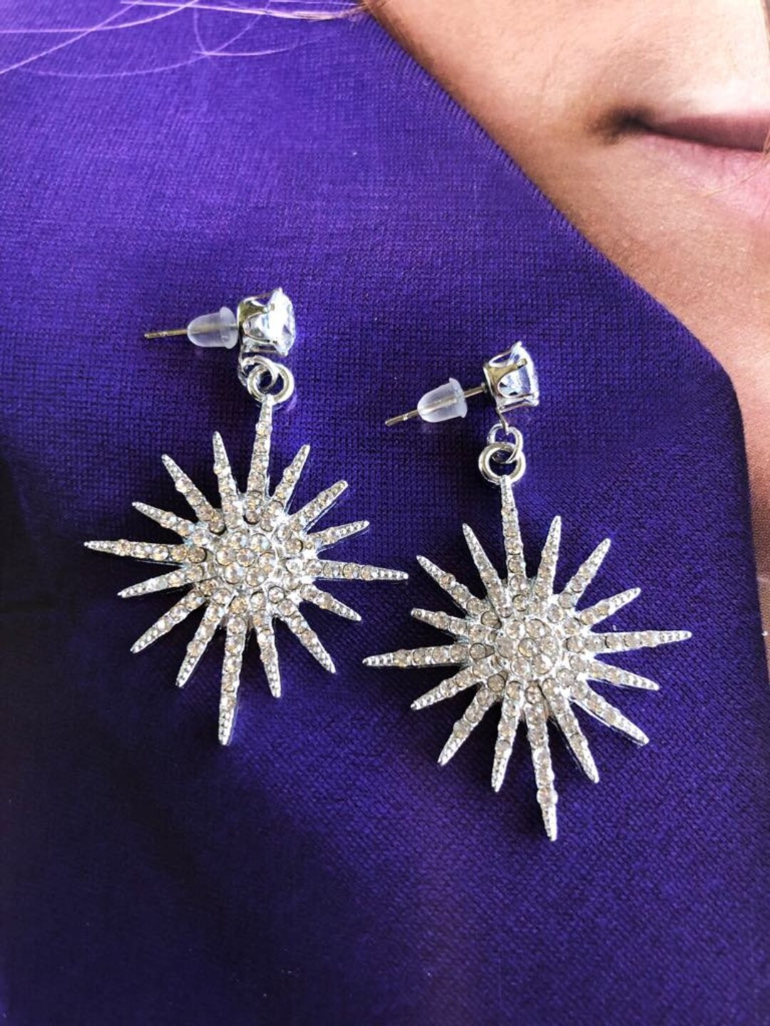 Rhinestone North Star Earrings: Silver Celestial Charm Necklace Set - Etsy