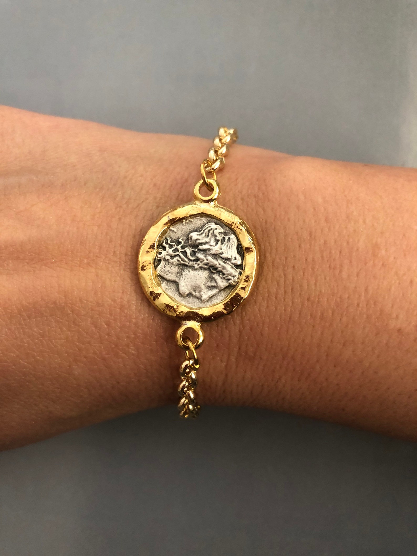 Chunky Chain Coin Bracelet: Two-sided Ancient Greek Jewelry - Etsy