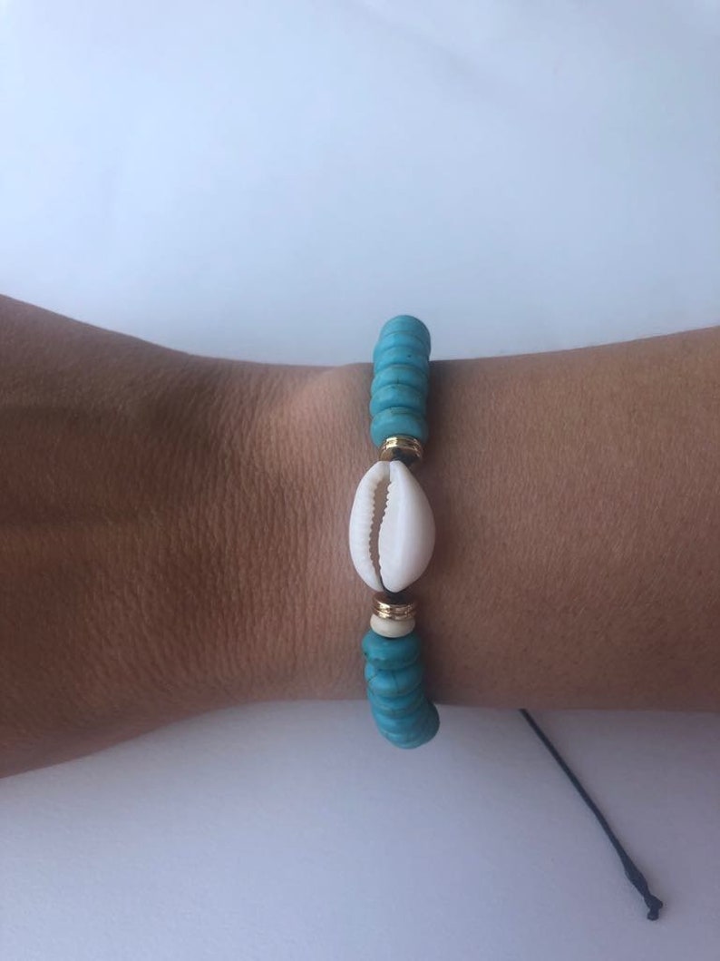 Boho Bracelet Set Cowrie Turquoise Bracelet Beaded Shell - Etsy