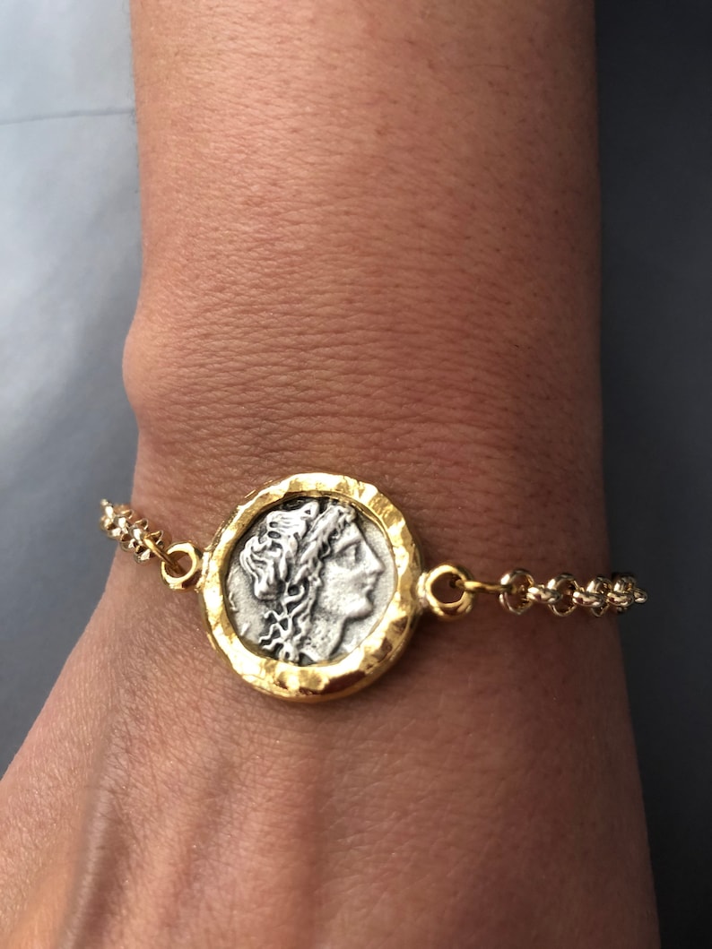 Chunky Chain Coin Bracelet: Two-sided Ancient Greek Jewelry - Etsy