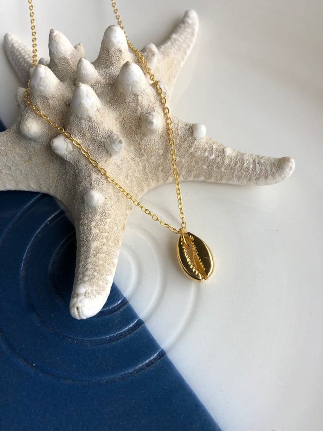 Gold Plated Cowrie Shell Necklace: Minimalist Beach Jewelry - Etsy