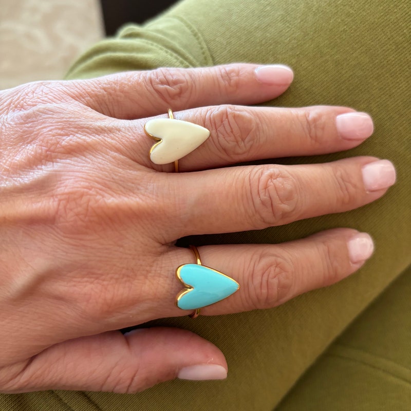 Blue Heart Ring - Etsy