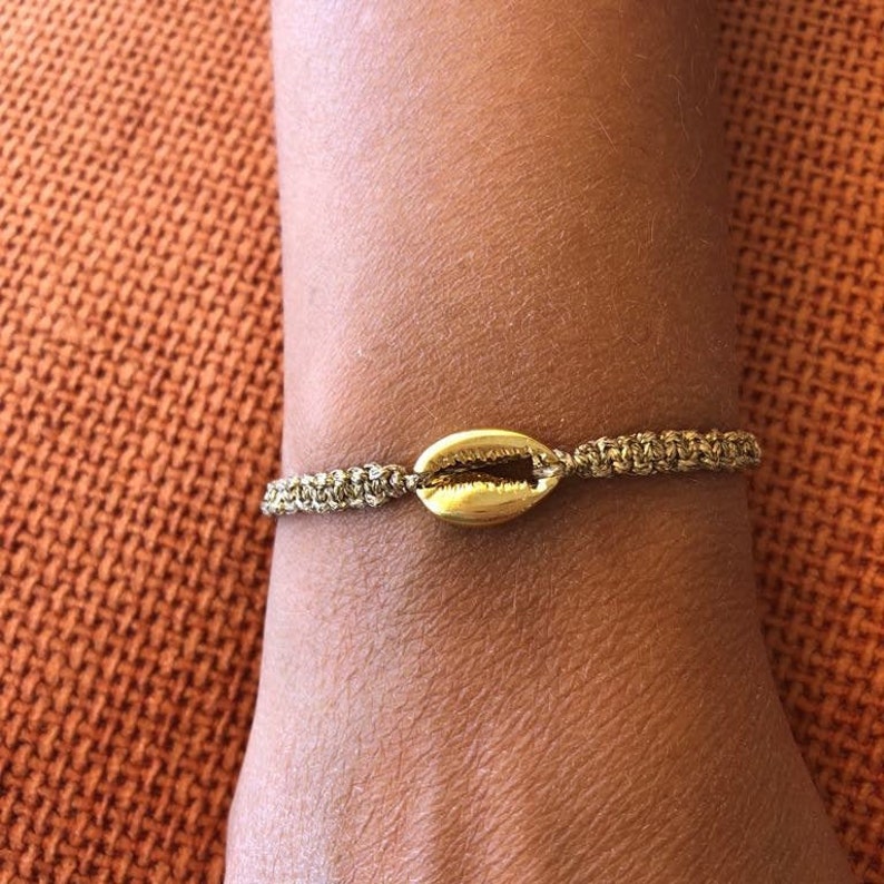 Cowrie Bracelet Gold Shell Bracelet Boho Beaded Bracelet | Etsy