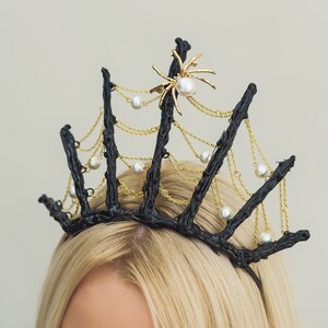 Spider Crown Black Tiara Halloween Costume Headdress Gothic Black Widow ...