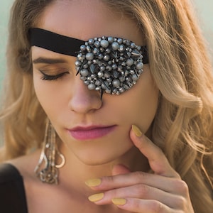 Burning Man Mask Eye Patch Decorated for Festival Jeweled Gothic ...