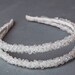 Bridal Thin Headband Double Band Tiara White Clear Beaded Headband ...