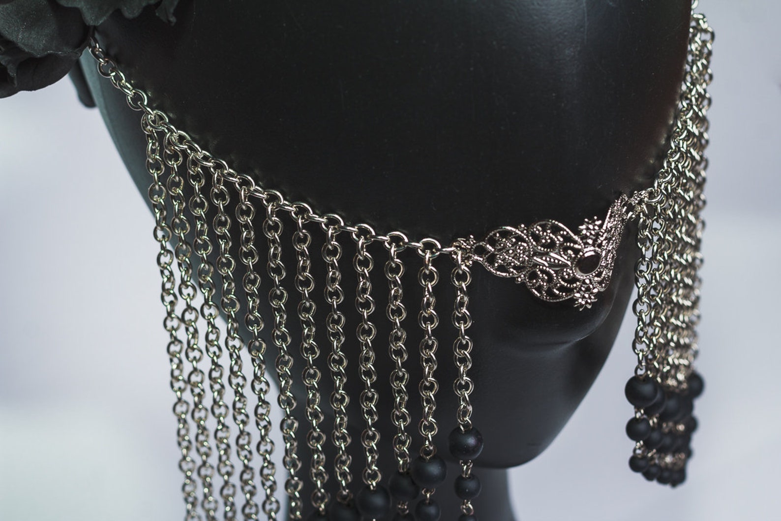 Burning Man Mask Face Chain Mask Costume Black Gothic Jewelry | Etsy