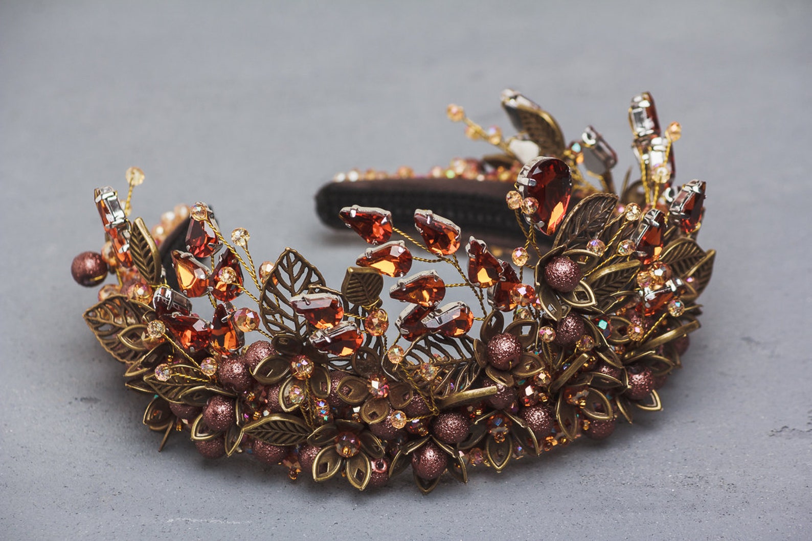 Fall Wedding Crown Bronze Bridal Tiara Brown Dolce Crown Baroque ...