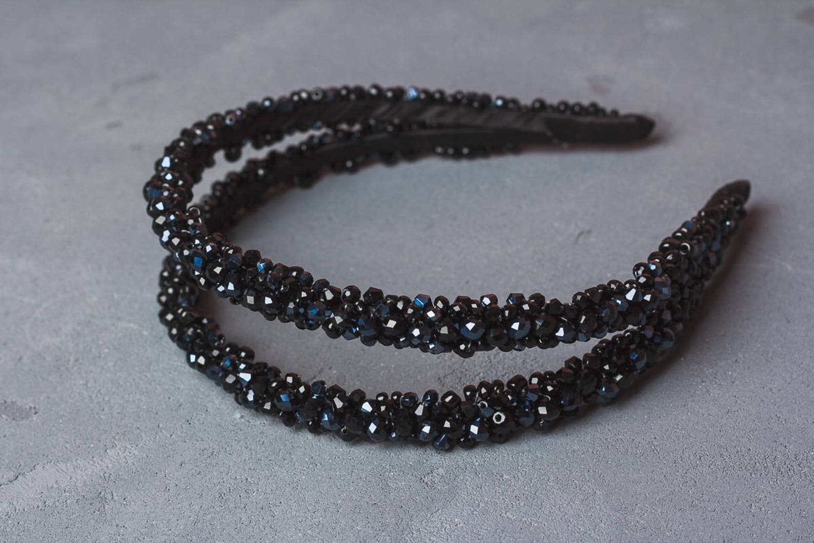 Bridal Thin Headband Double Band Tiara White Clear Beaded - Etsy