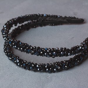Bridal Thin Headband Double Band Tiara White Clear Beaded Headband ...