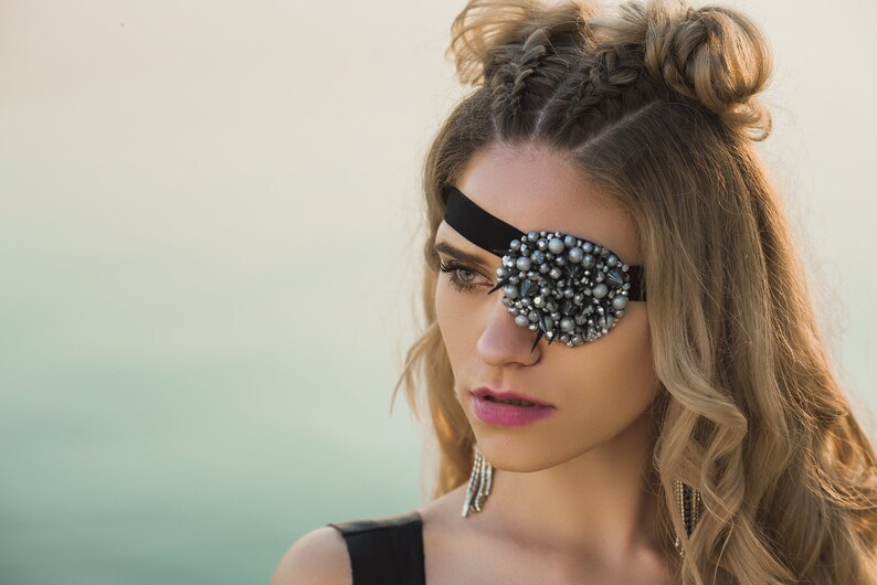Burning Man Mask Eye Patch Decorated for Festival Jeweled - Etsy