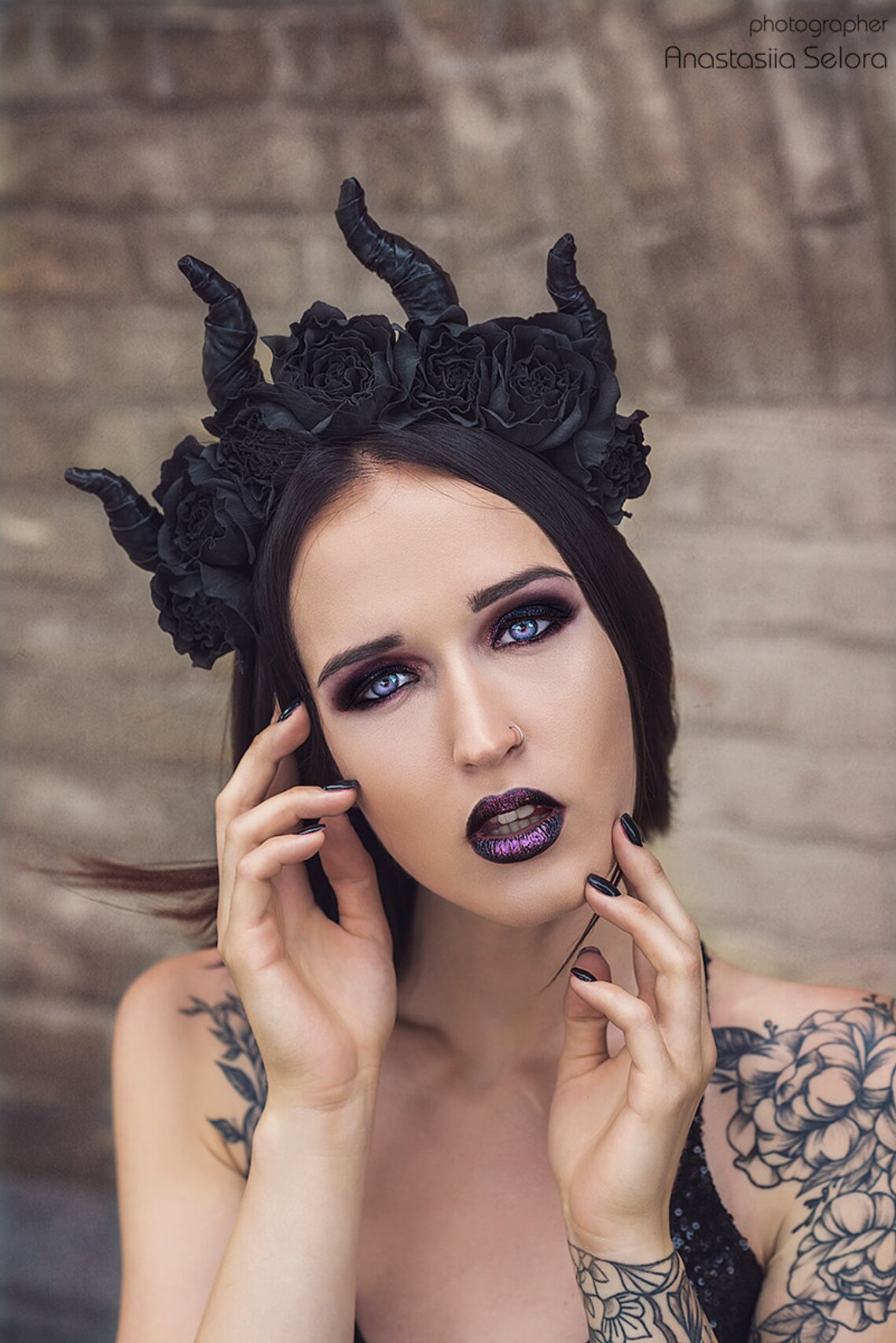 Demon Horns Costume Crown Halloween Devil Headdress Gothic - Etsy
