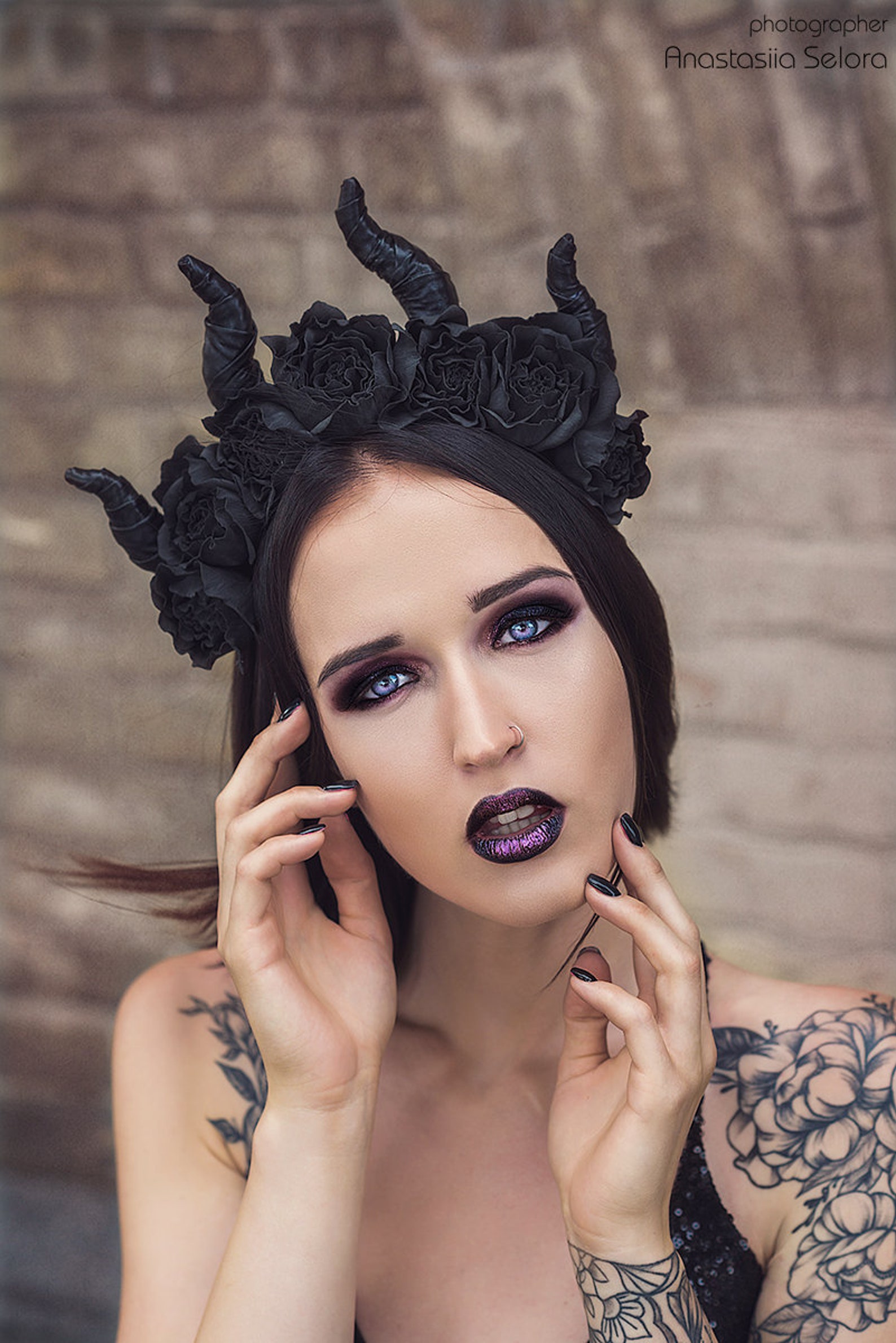 Demon Horns Costume Crown Halloween Devil Headdress Gothic - Etsy